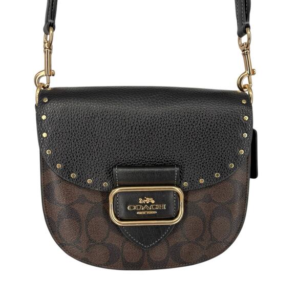 Coach | Bags | Coach Morgan Saddle Bag Purse Crossbody Brown Black Logo ...
